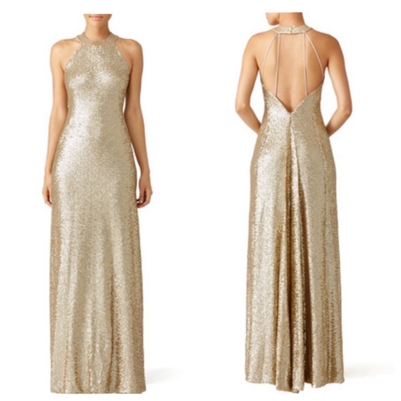 Slate & Willow | Dresses | Slate Willow Veronica Gold Sequin Gown Dress ...